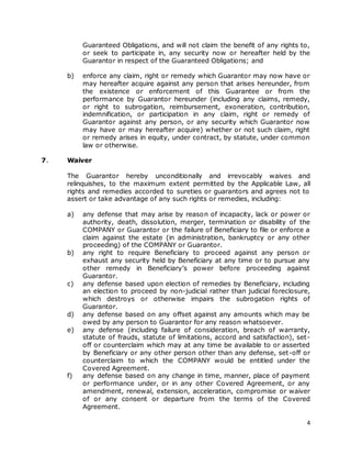 Supplier Parent Company guarantee Sample (Purchase this doc, Text ...