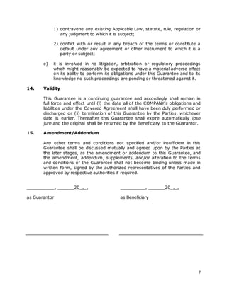 Supplier Parent Company guarantee Sample (Purchase this doc, Text ...