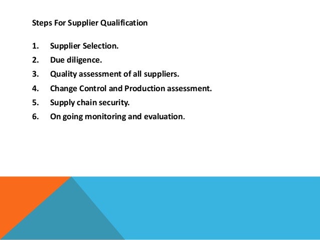Supplier qualification
