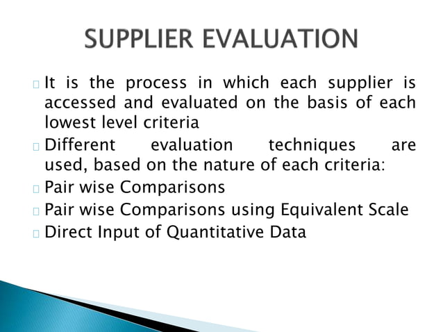Supplier Selection Using Ahp Ppt