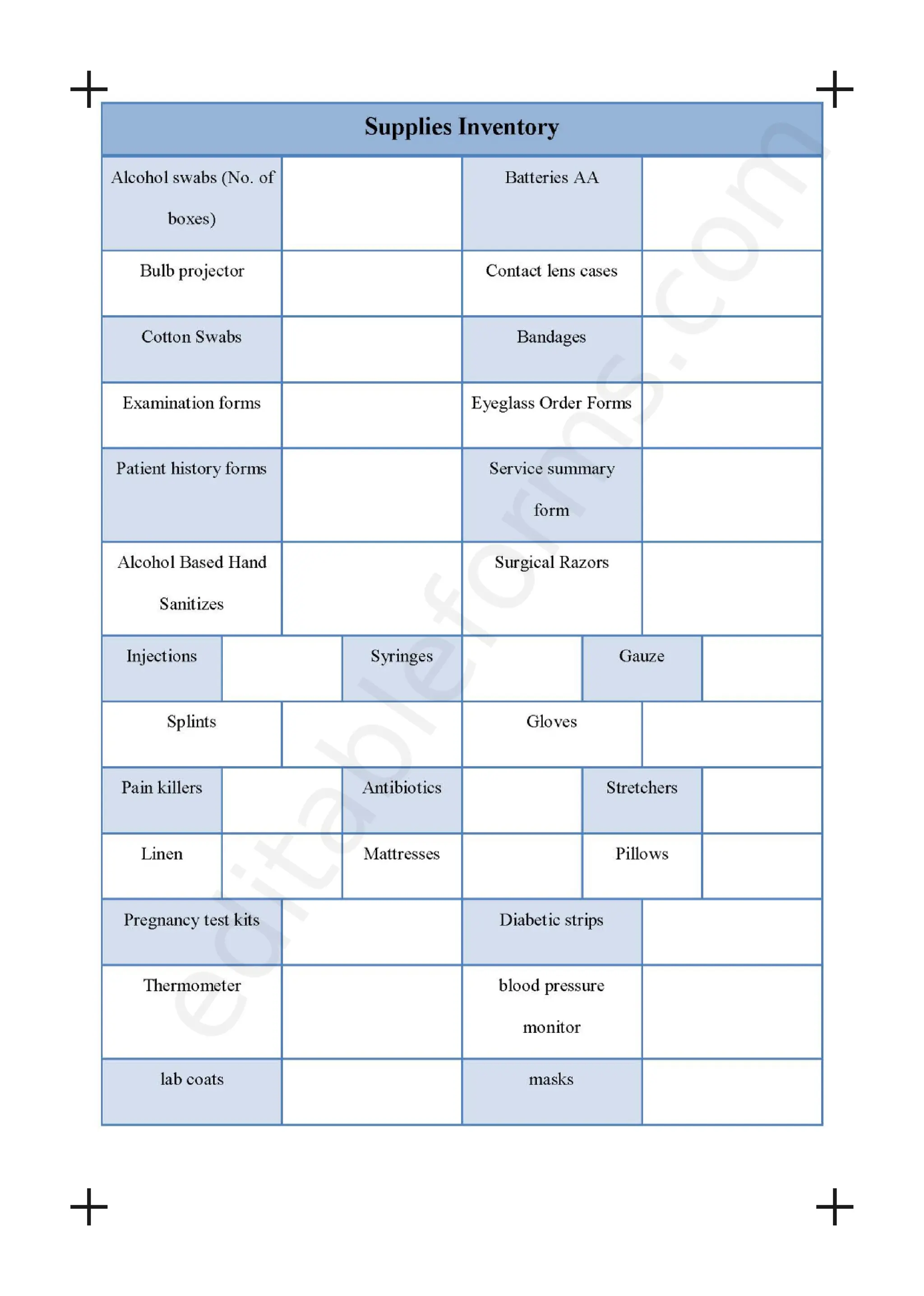 Supplies Inventory Fillable PDF Template | PDF