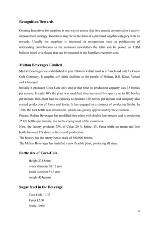 Supplire Partnership Coca Cola Multan TQM | DOCX
