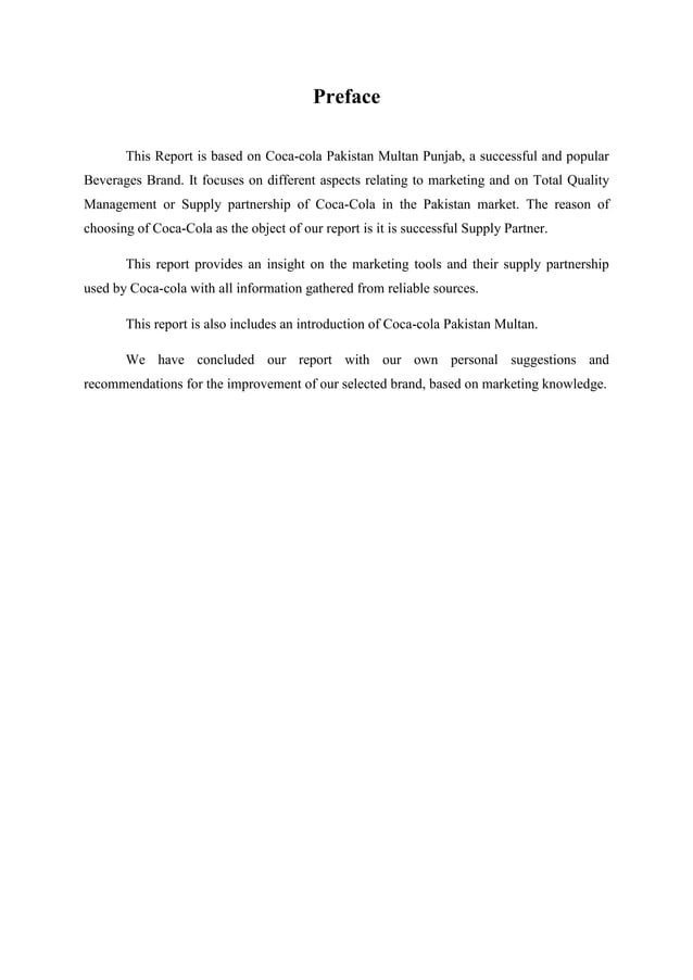 Supplire Partnership Coca Cola Multan TQM | PDF