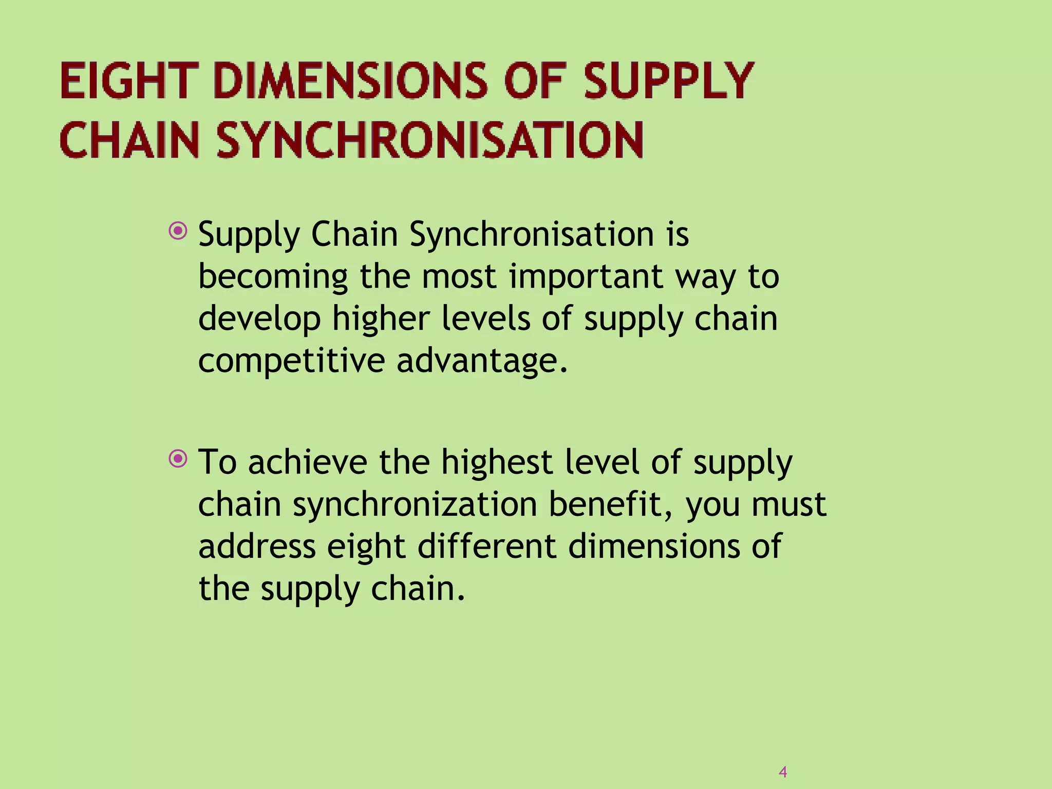 Supply Chain Synchronisation For Effective Operations Planning (Revised) | PPT