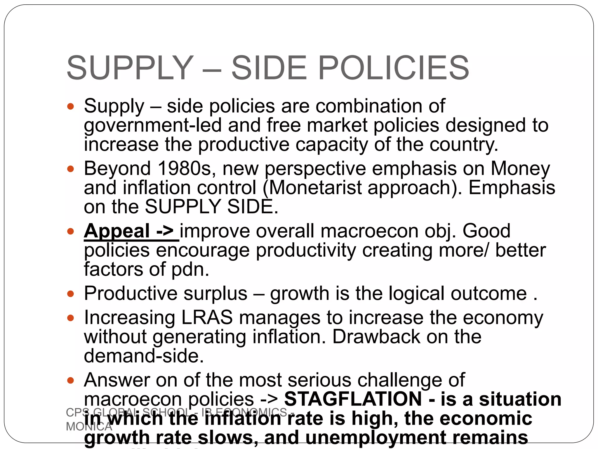 Supply side policies - IB Economics | PPTX