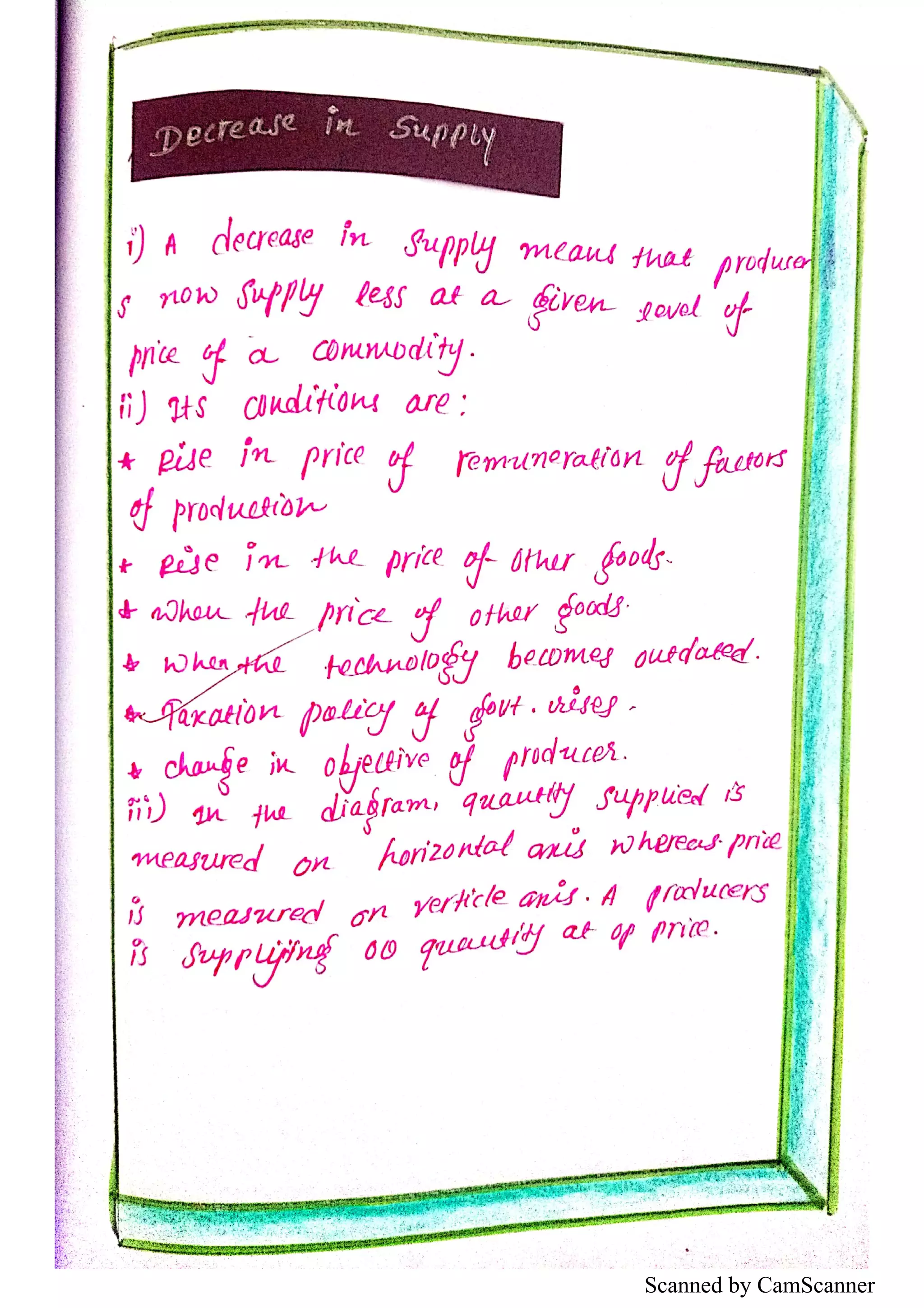 Supply and its Determinants - Class 12 Commerce Economics Project | PDF