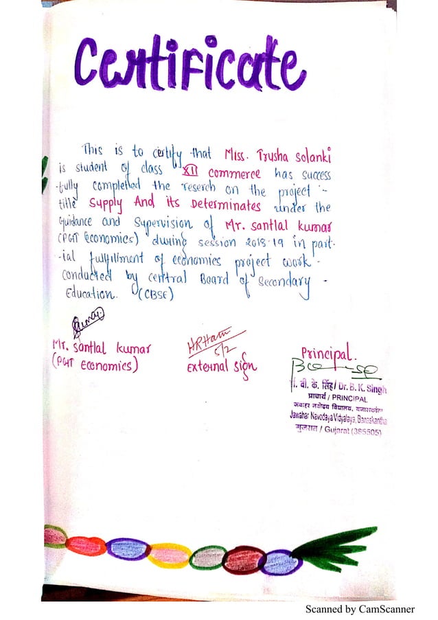 Supply and its Determinants - Class 12 Commerce Economics Project | PDF