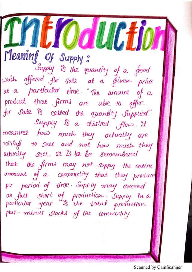 Supply and its Determinants - Class 12 Commerce Economics Project | PDF