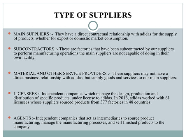 Supply chain and logistic of adidas | PPT | Apparel Industry | Industries