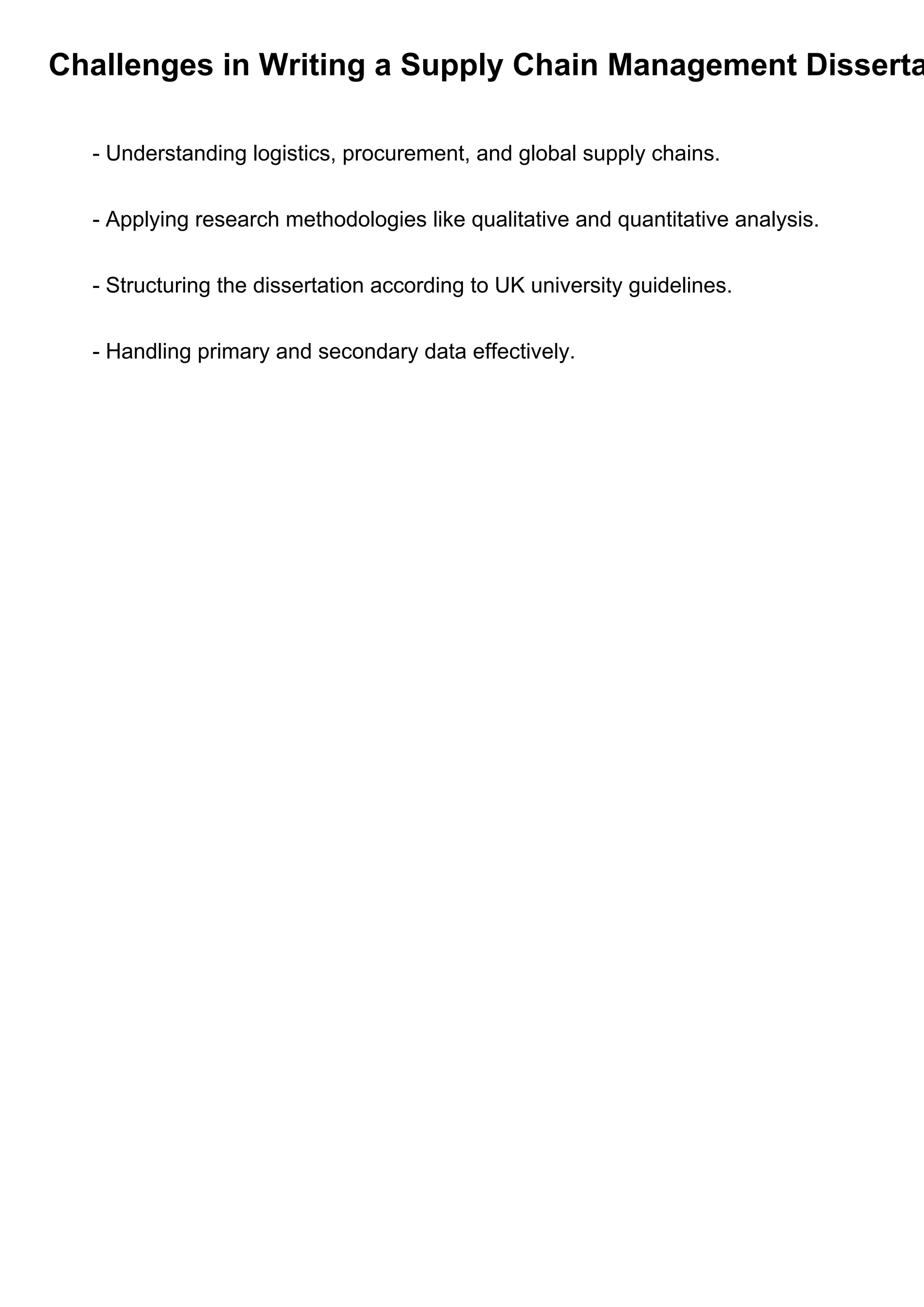 Mastering Your Supply Chain Management Dissertation: Expert Help for UK ...