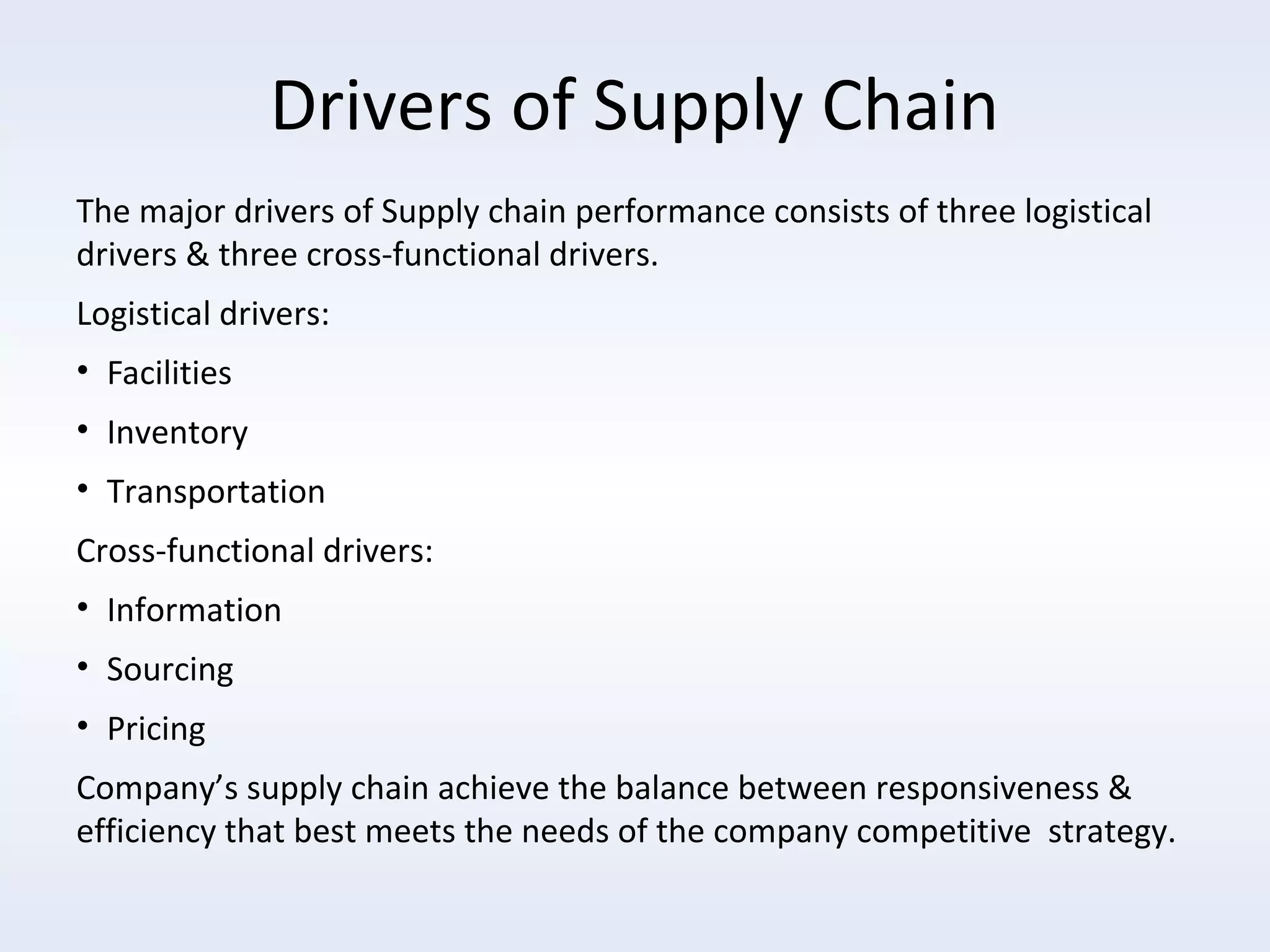 Supply chain drivers & metrics | PPT