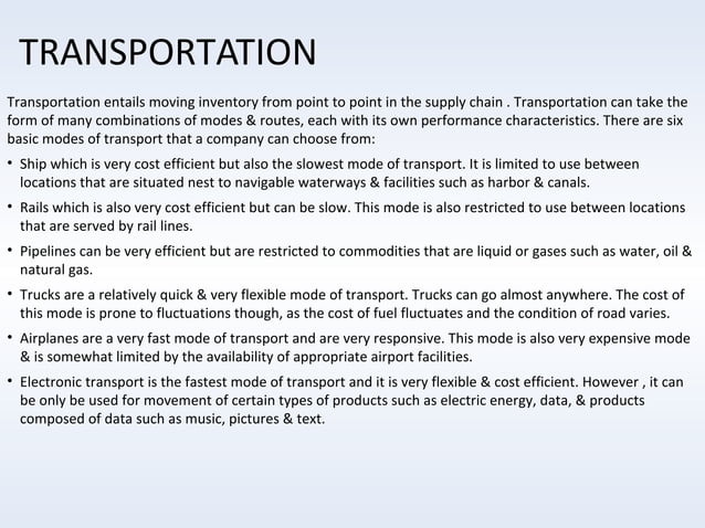 Supply chain drivers & metrics