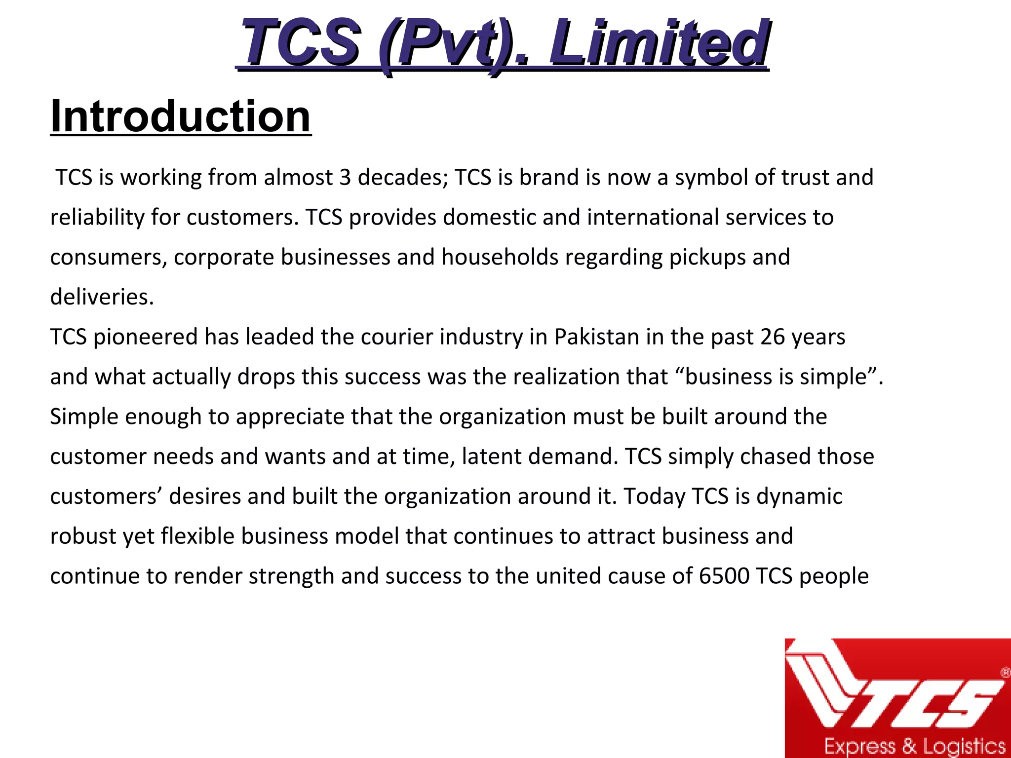 Supply chain final presentation on TCS | PPT