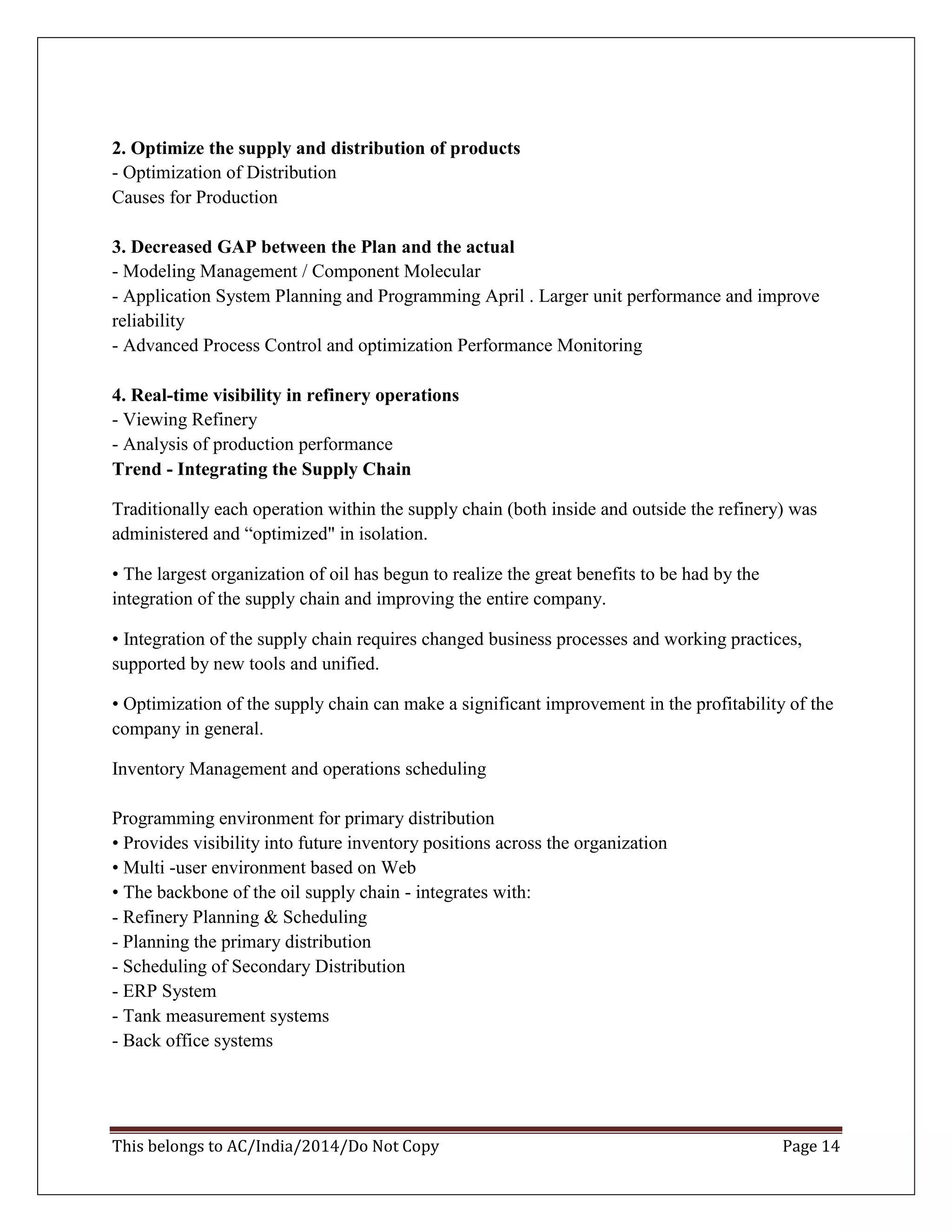 Supply chain for a petroleum industry refinery downstream dissertation ...
