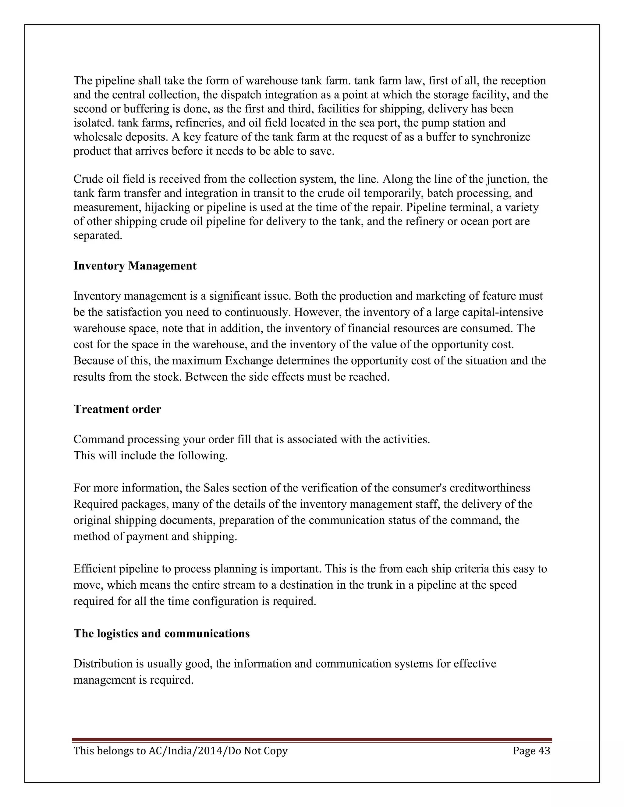 Supply chain for a petroleum industry refinery downstream dissertation ...
