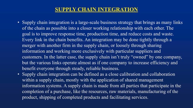 Supply chain Integration | PPTX | Mergers and Acquisitions | Business ...