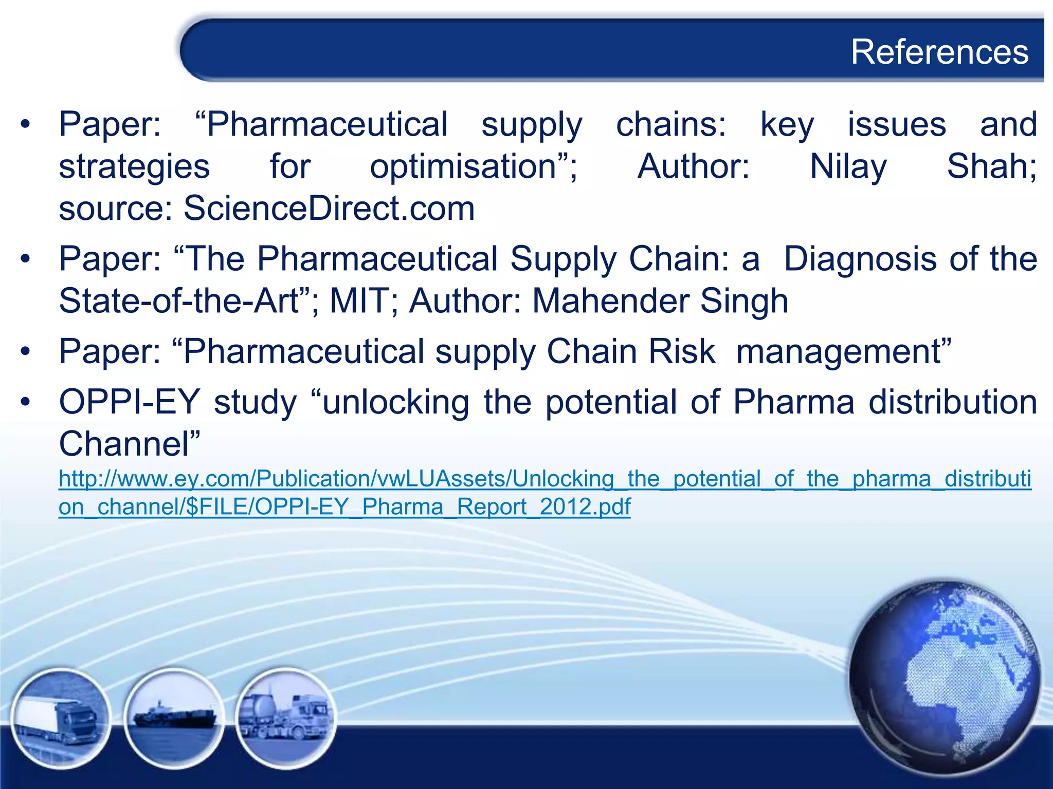 Supply chain issues in Pharma industry | PPTX