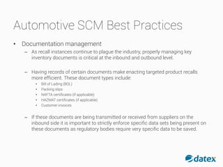 Supply Chain & Logistics Basics: The Automotive Supply Chain | PDF