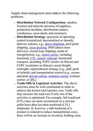 Supply chain management | DOCX | Logistics and Transportation Industry ...
