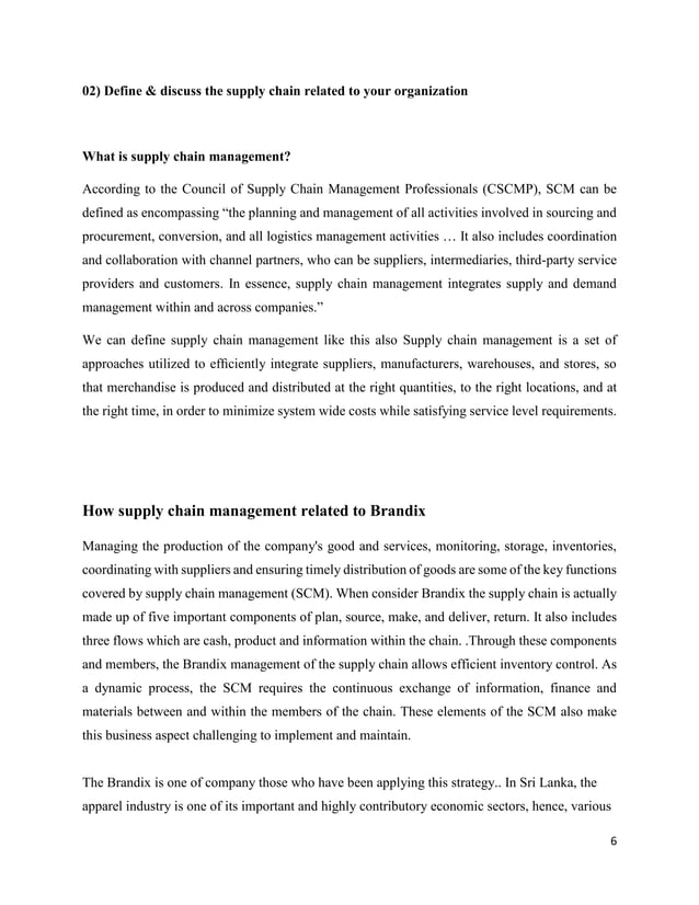 Supply chain management brandix supply chain | PDF