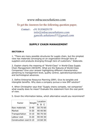 Supply Chain Management - There are many possible structures for supply ...