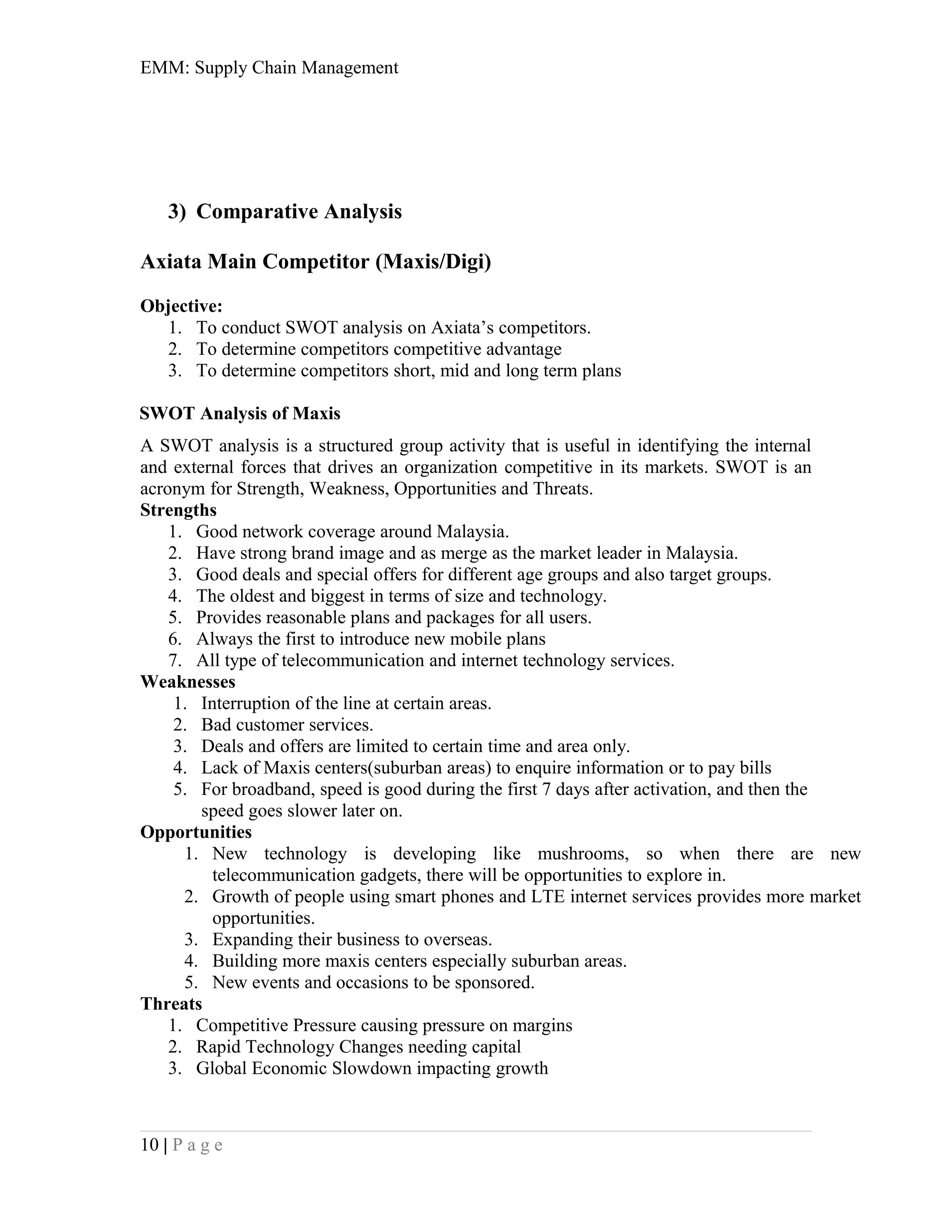 Supply chain management For Axiata | DOC
