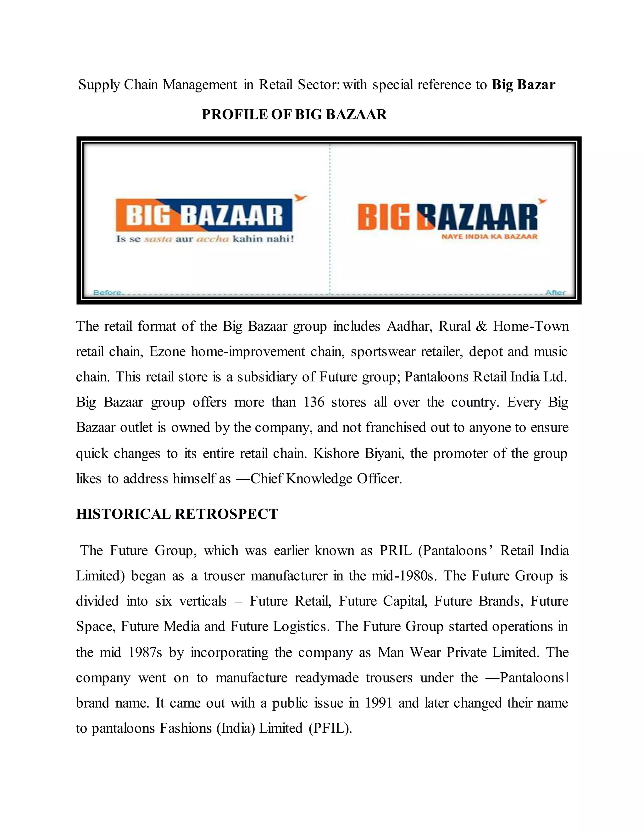 Supply chain management in retail sector | DOCX