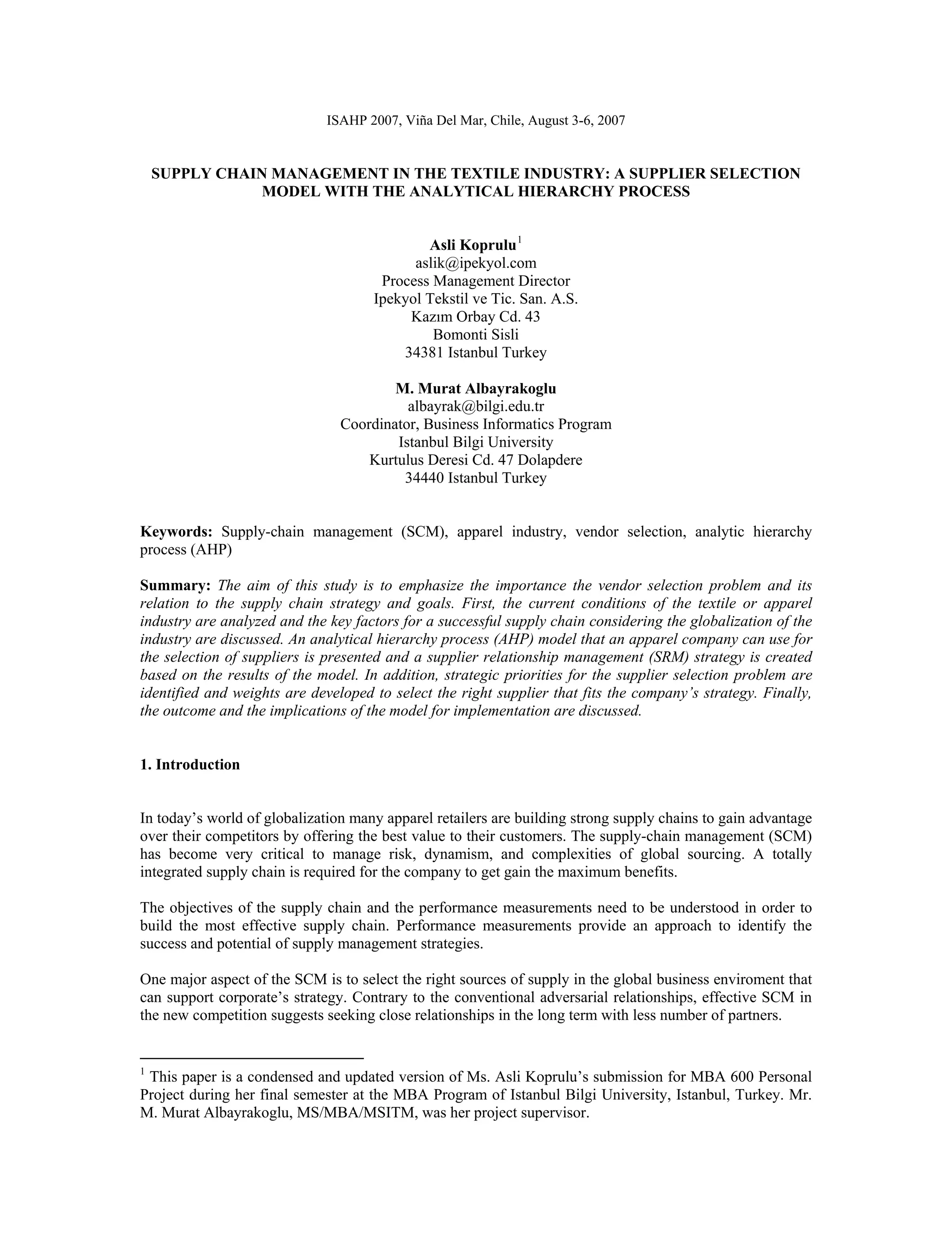 Supply chain management in the textile industry | PDF