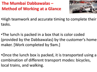 Supply chain management mumbai dabba wala new (1) | PPTX