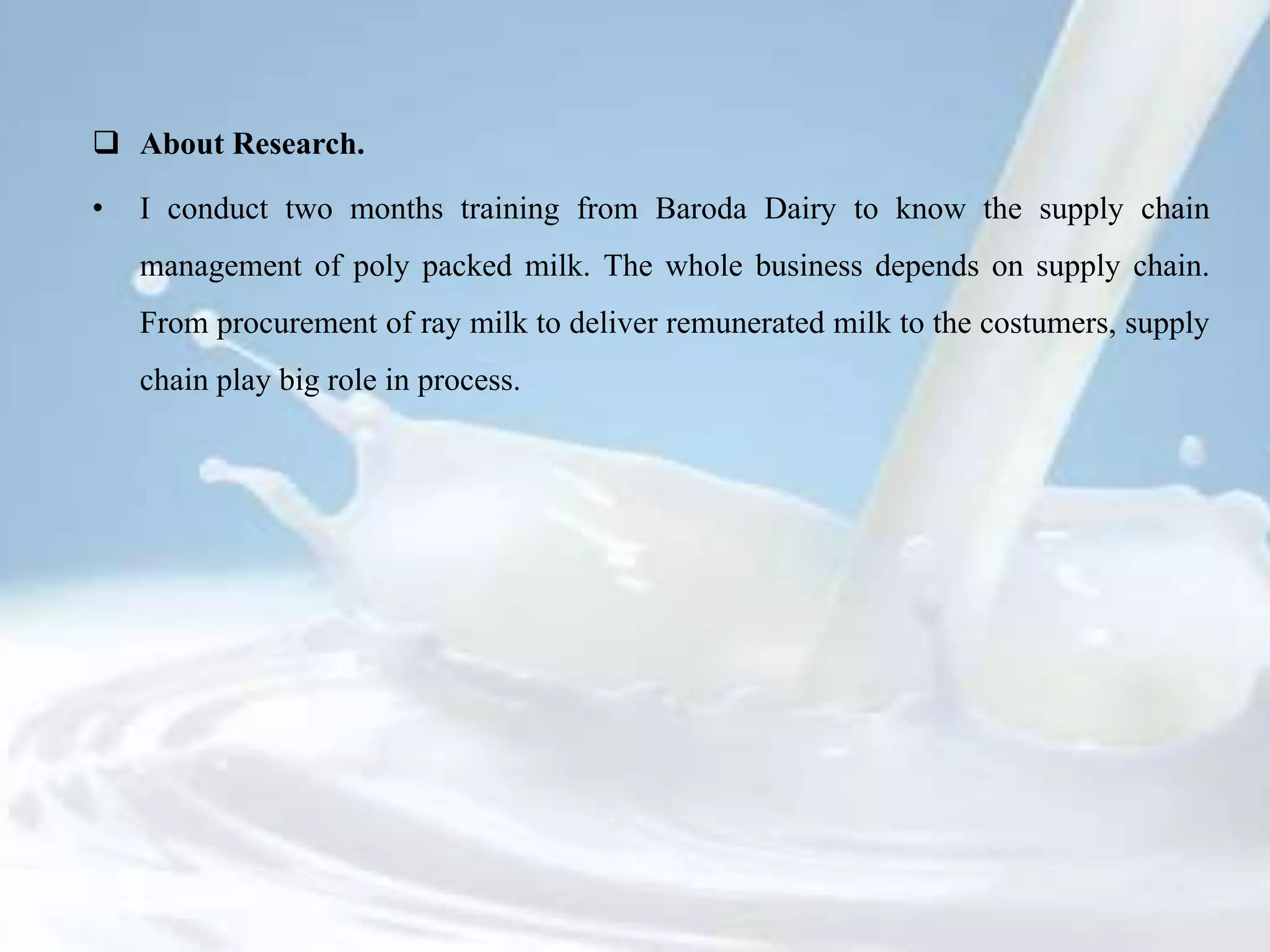 Supply chain management of poly packed milk | PPTX