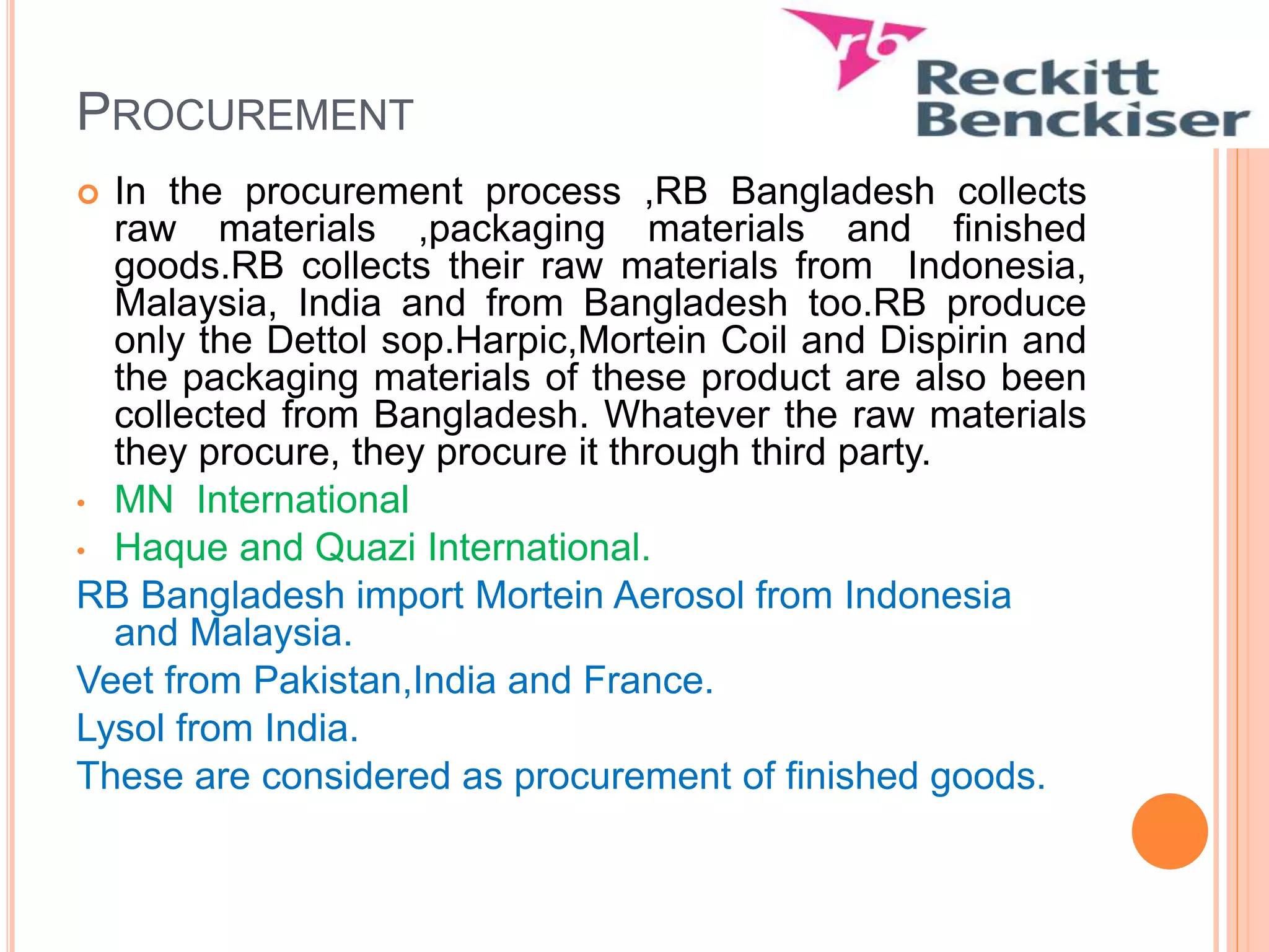 Supply chain management of Reckitt Benckiser | PPTX