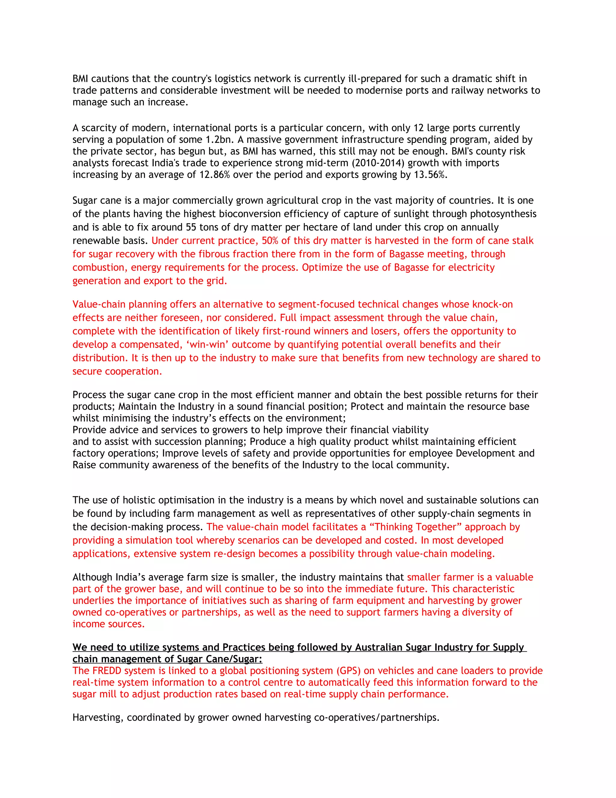 Supply chain management of sugar derivatives | DOC