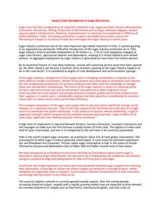 Supply chain management of sugar derivatives | DOC