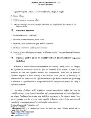 Supply chain management of vegetable marketing [www.writekraft.com] | DOC