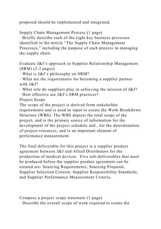 Supply Chain Management Plan(Project Name)Studen.docx