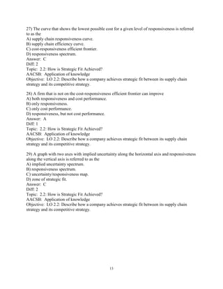 Questions and Answers for Supply Chain Management: Strategy, Planning ...