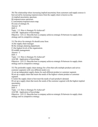 Questions and Answers for Supply Chain Management: Strategy, Planning ...