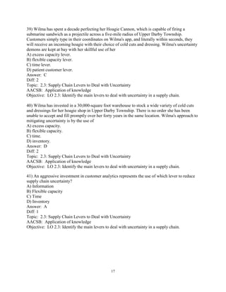 Questions and Answers for Supply Chain Management: Strategy, Planning ...