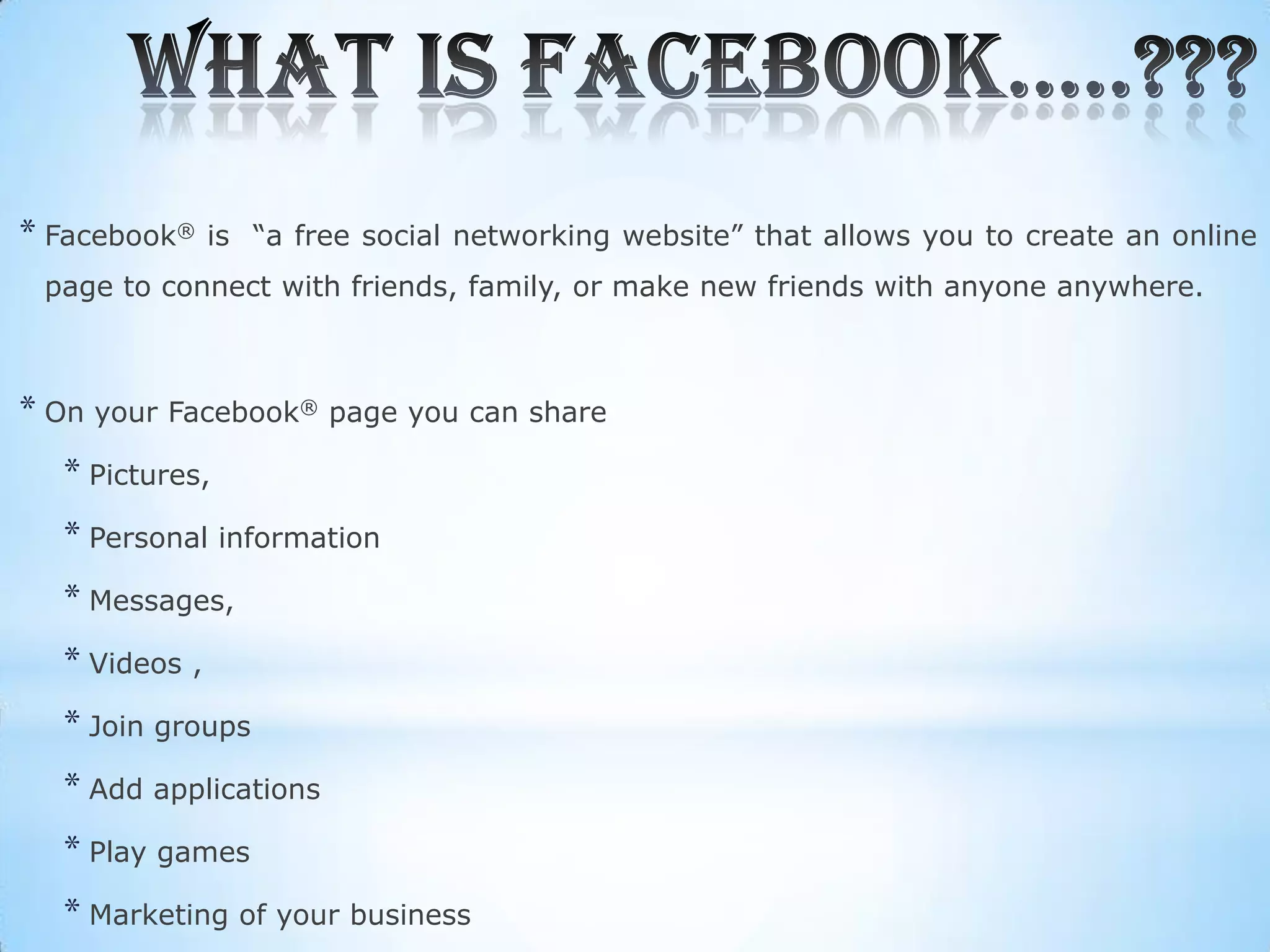 introduction of facebook | PPTX