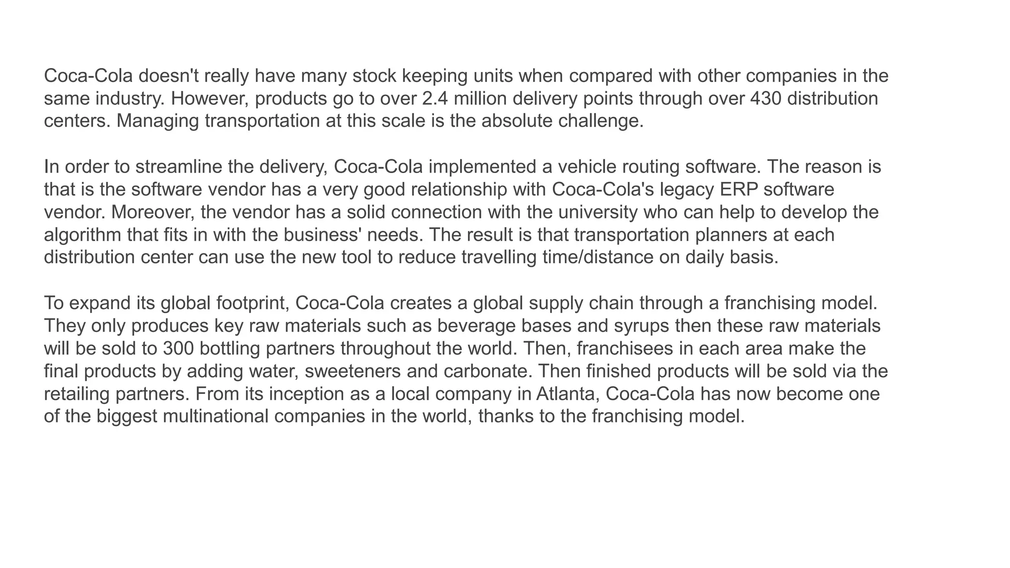 Supply chain of coca cola | PDF