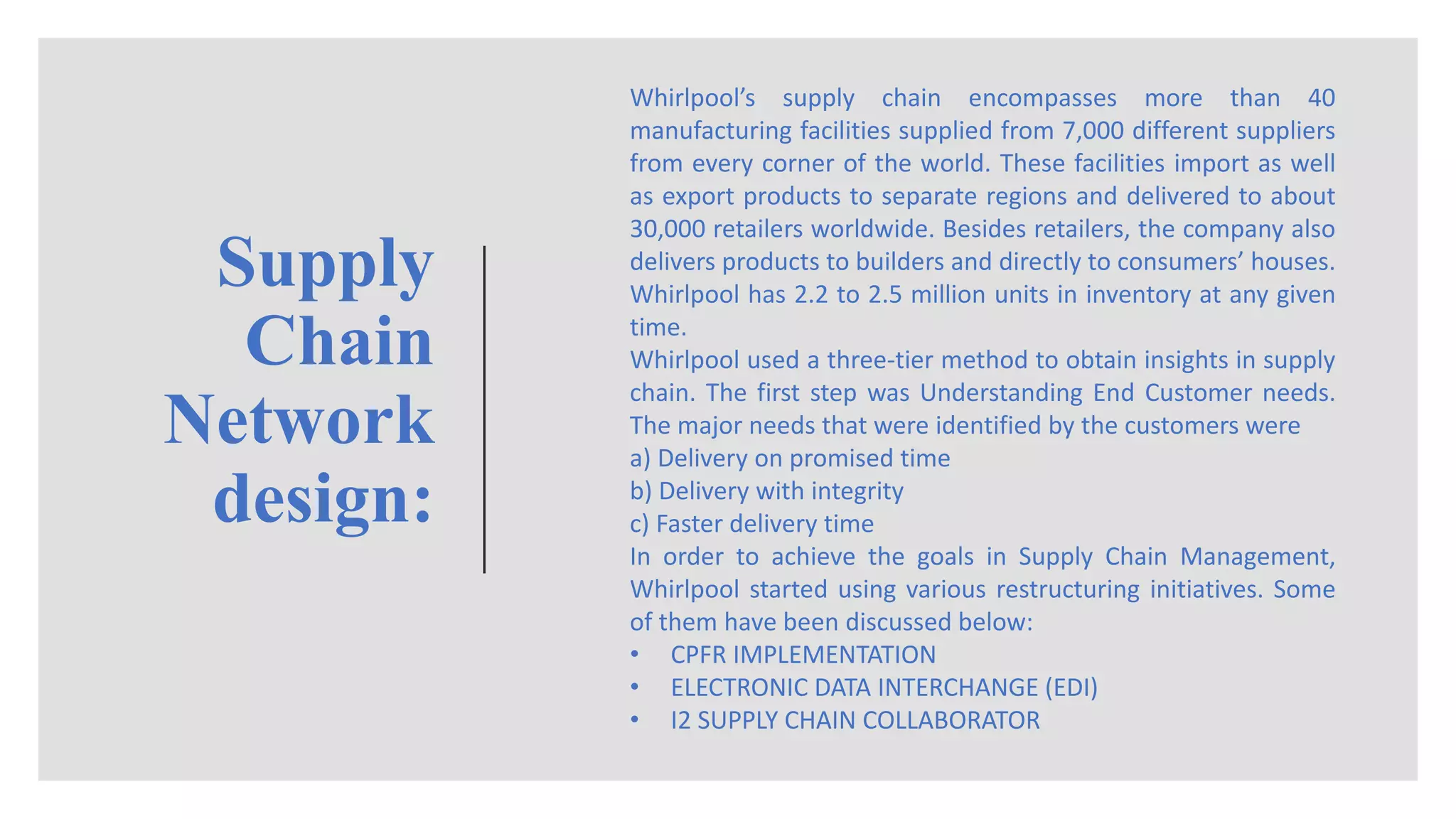 Supply chain processes in whirlpool | PPTX