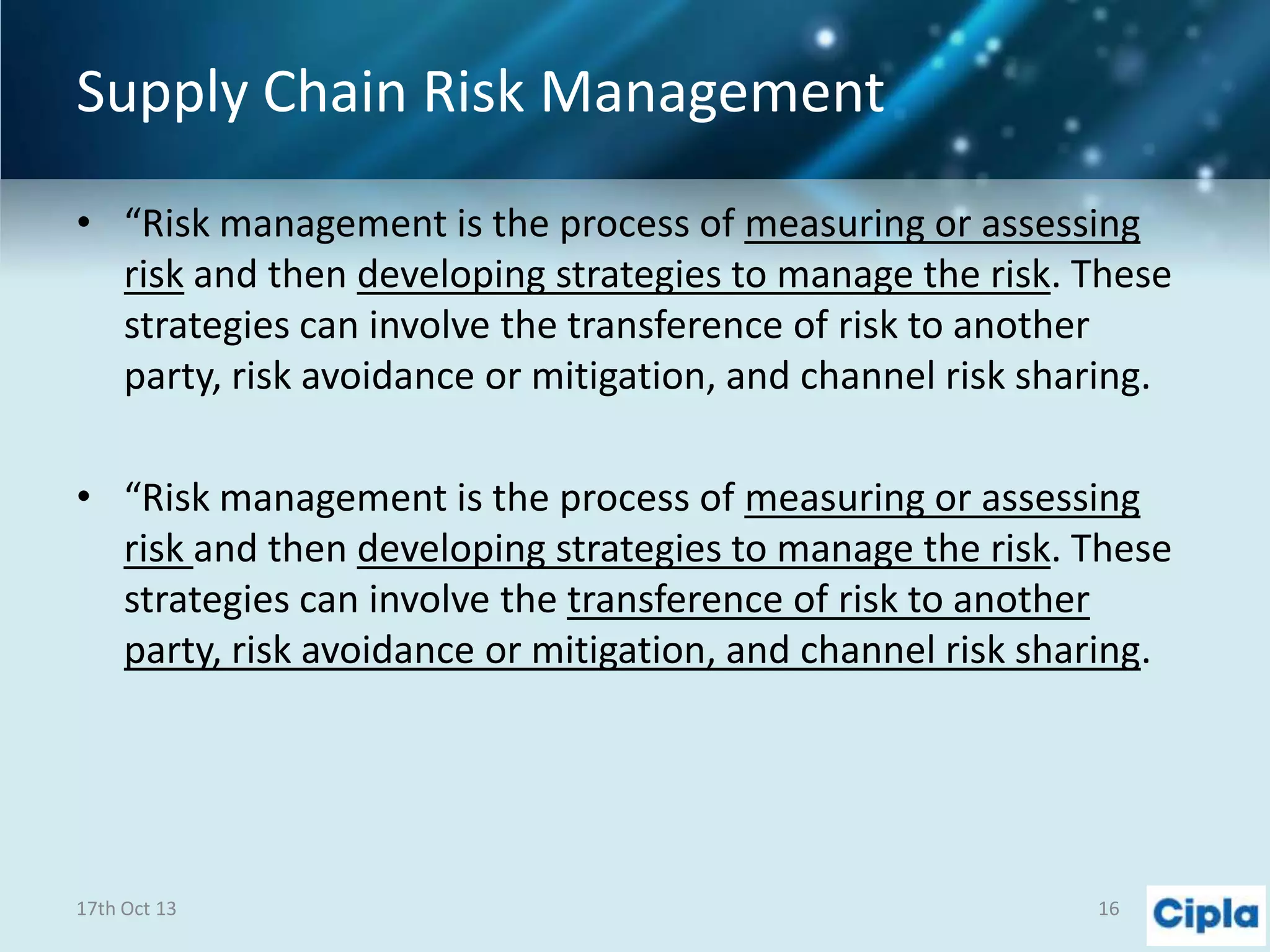 Supply chain risk management | PPTX