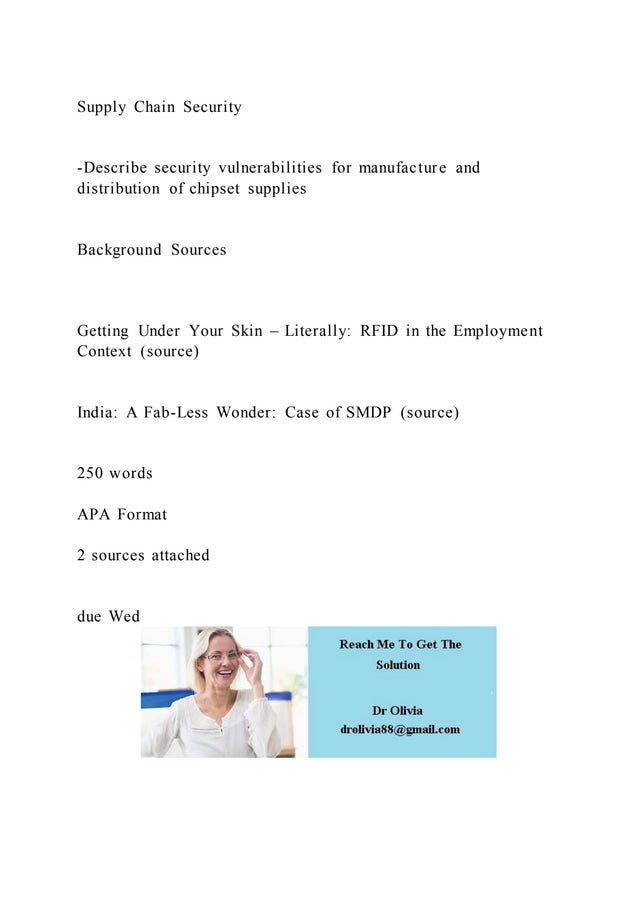 Supply Chain Security -Describe security vulnerabilities for m | DOCX