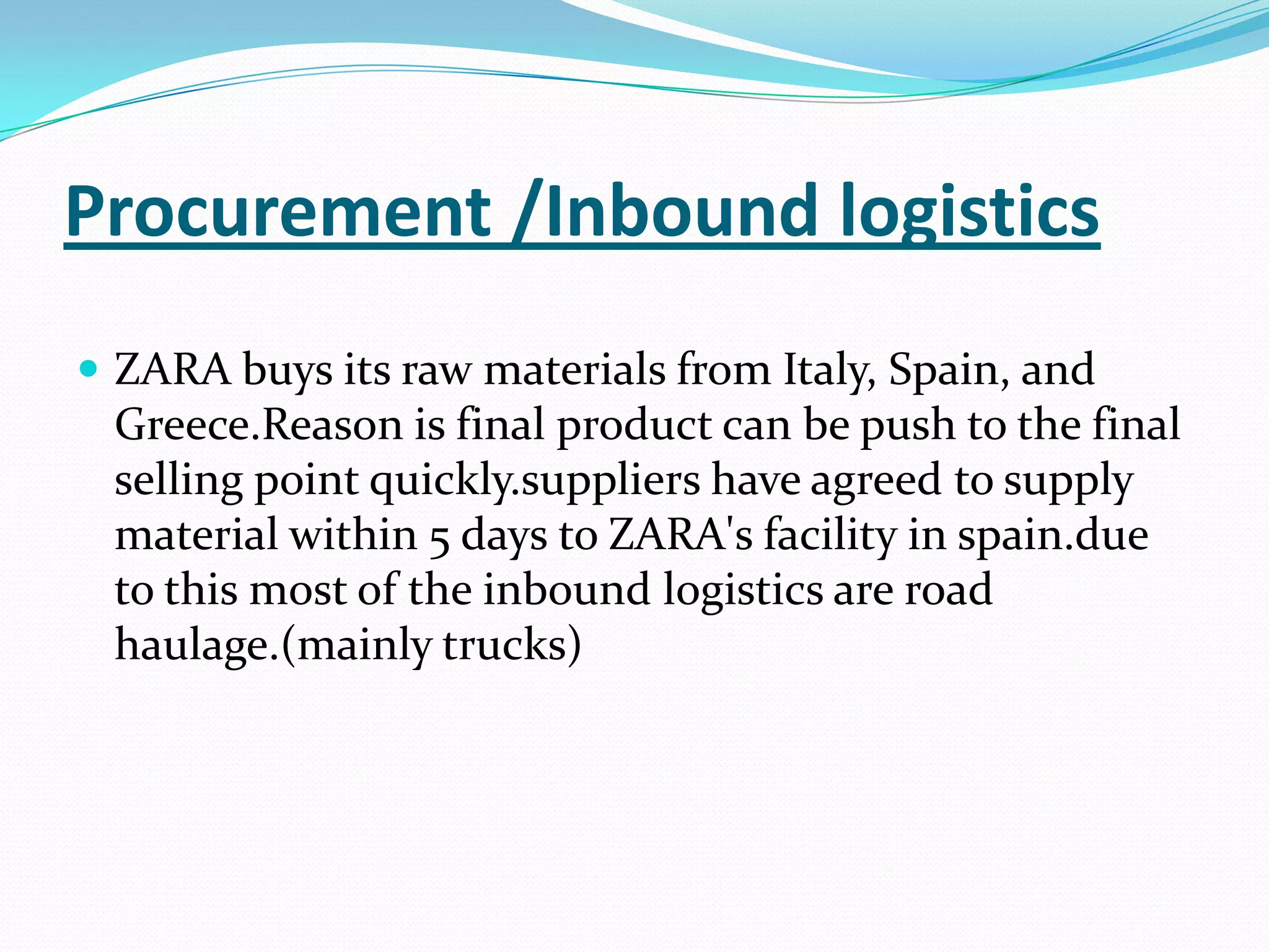 Supply chain management of ZARA | PPTX