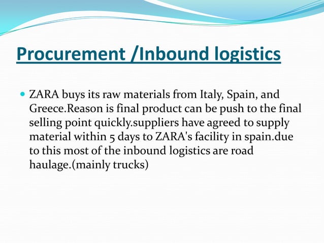 Supply chain management of ZARA | PPTX