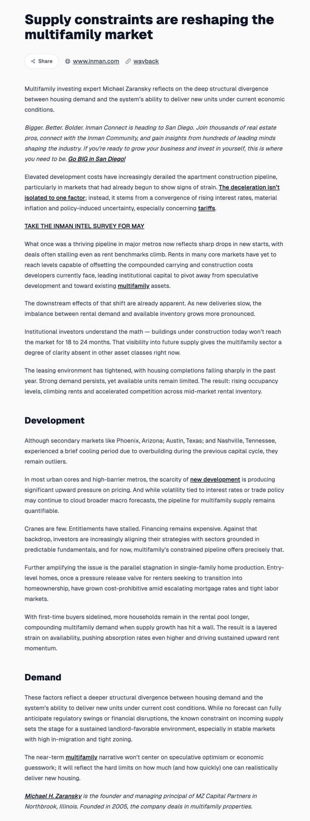 Supply Constraints are Reshaping The Multifamily Markets Trajectory ...