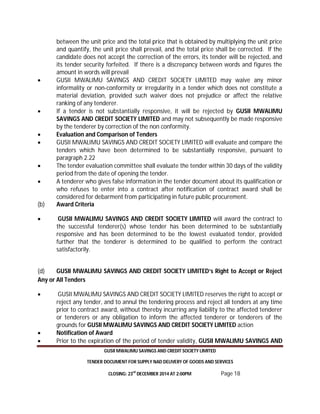 GUSII MWALIMU SACCO TENDER DOCUMENTS 2015_2016 | PDF