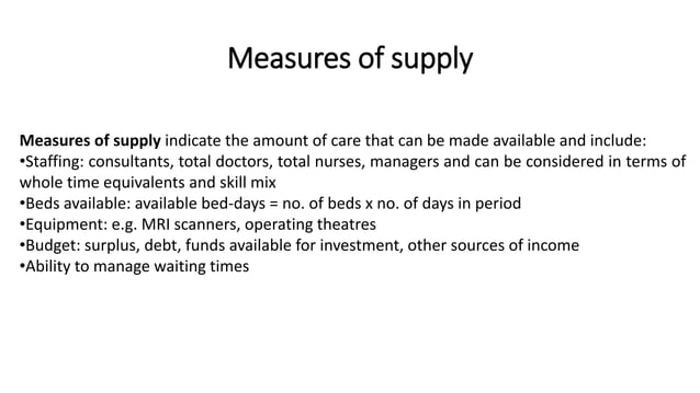 Supply of Healthcare - Health Economics.pptx | Commodities | Economy
