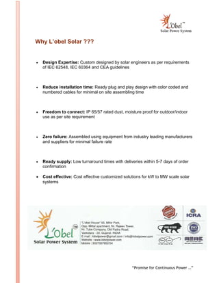 Supply of technology by l'obel solar power system | PDF | Power and ...