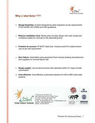 Supply of technology by l'obel solar power system | PDF